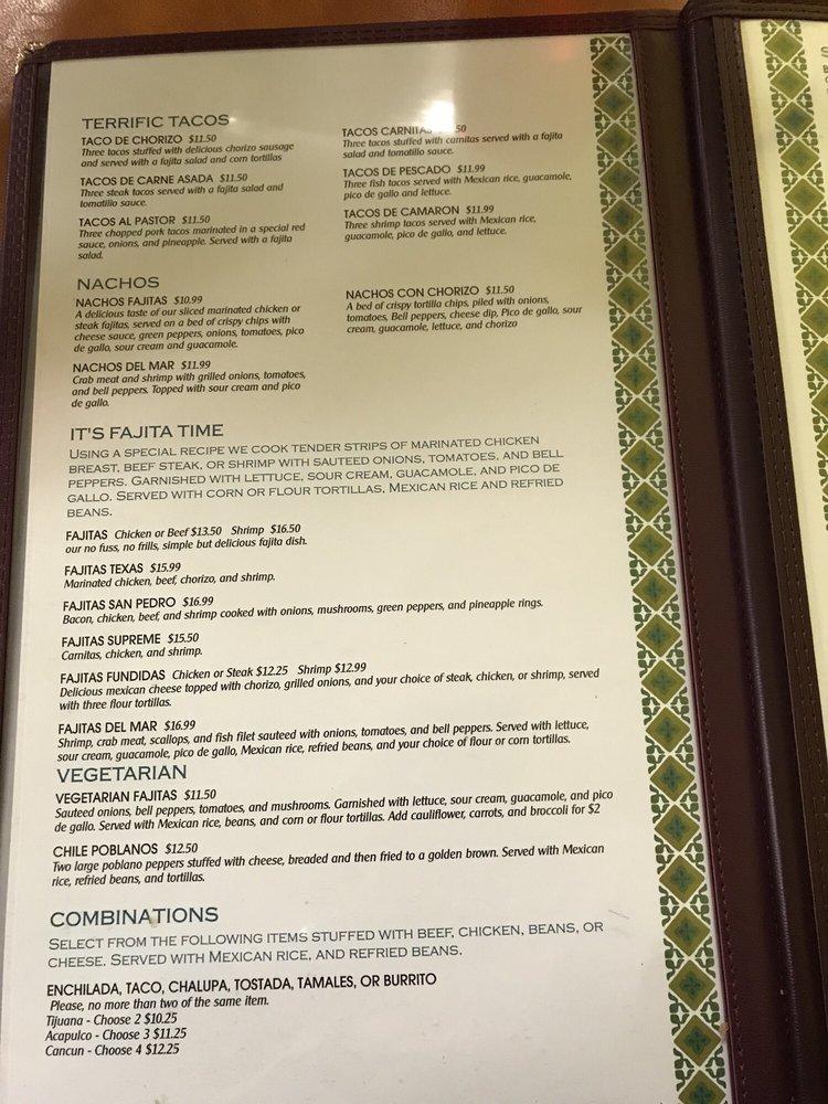 Menu at La Riviera Mexican Grill restaurant, Manistee