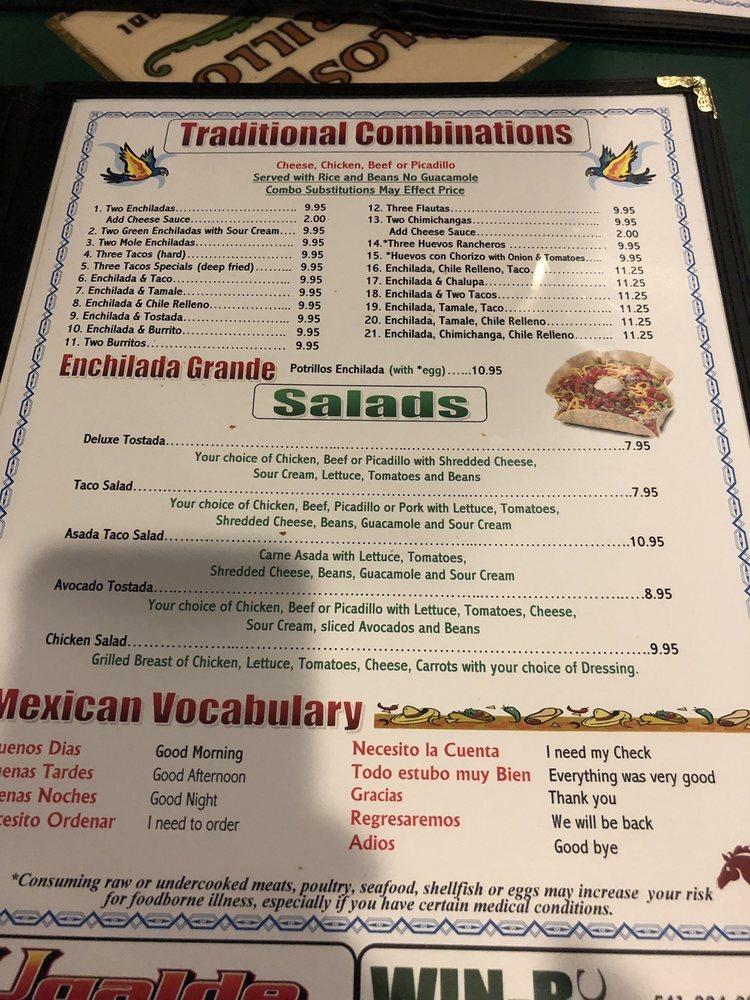 Menu at Los Potrillos Mexican Restaurant, Klamath Falls