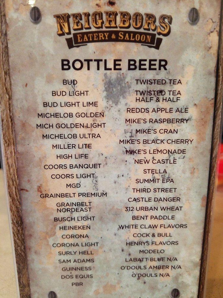 Menu at Neighbors Eatery and Saloon pub & bar, Albertville