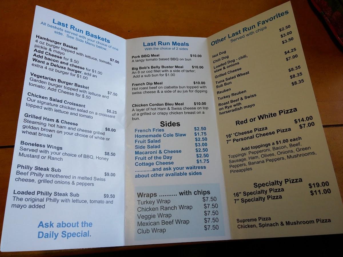 Menu at The Last Run Restaurant, Cass