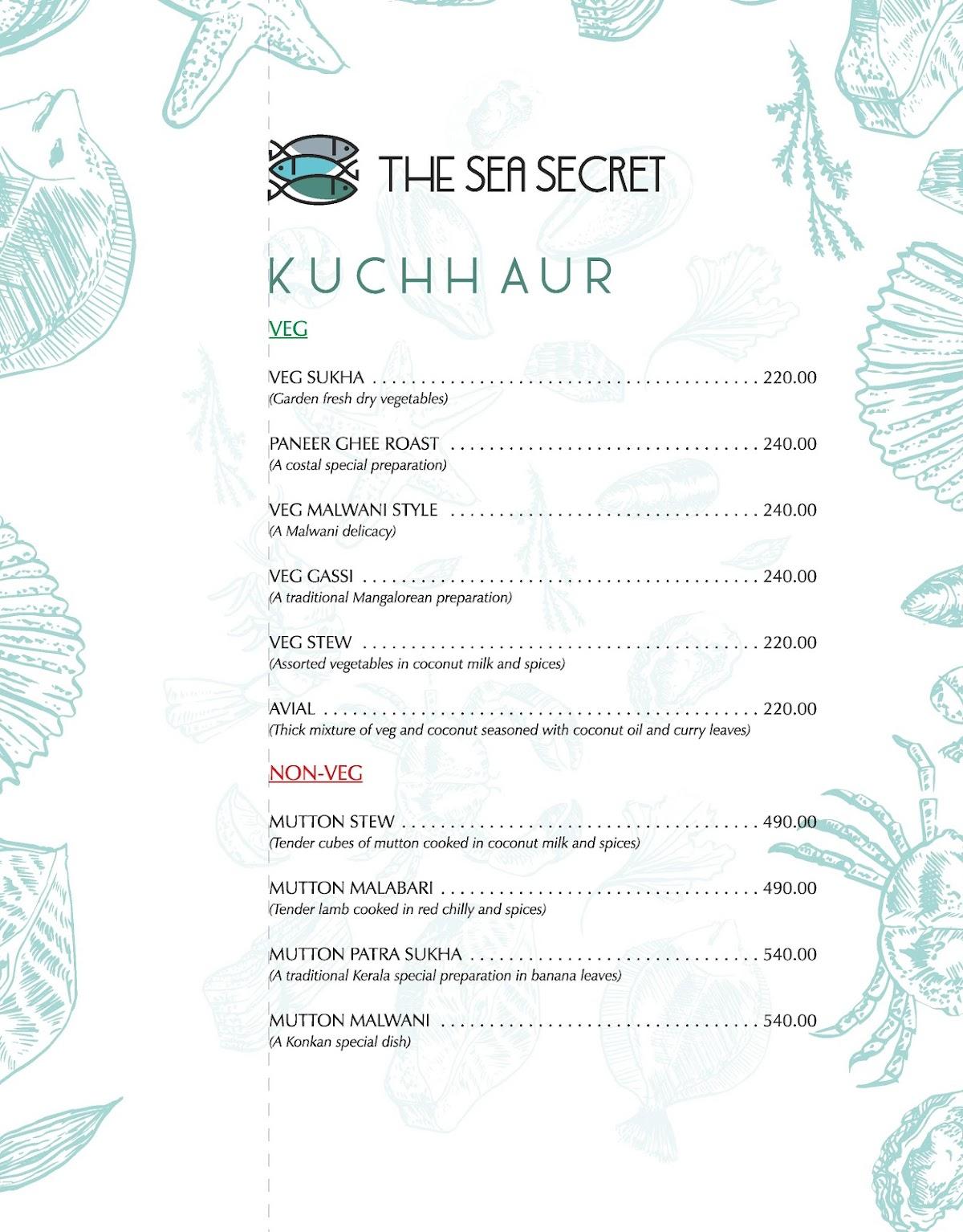 Menu at The Sea Secret, Pune