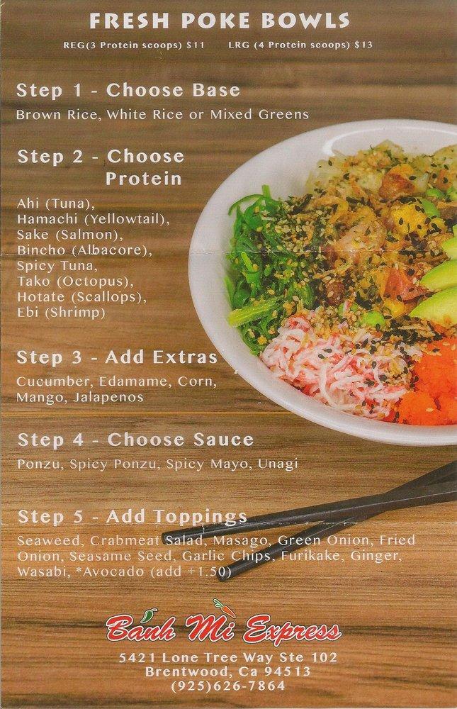 Menu at Banh Mi Express restaurant, Brentwood