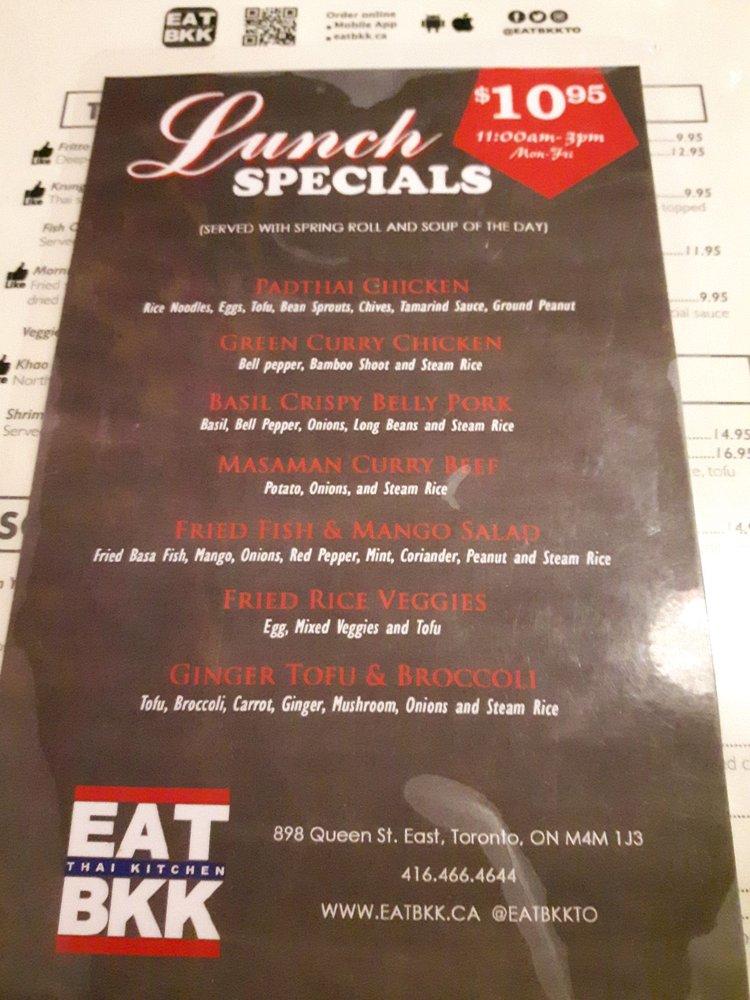 Menu at EAT BKK Thai Kitchen (Leslieville) restaurant, Toronto, 898 ...