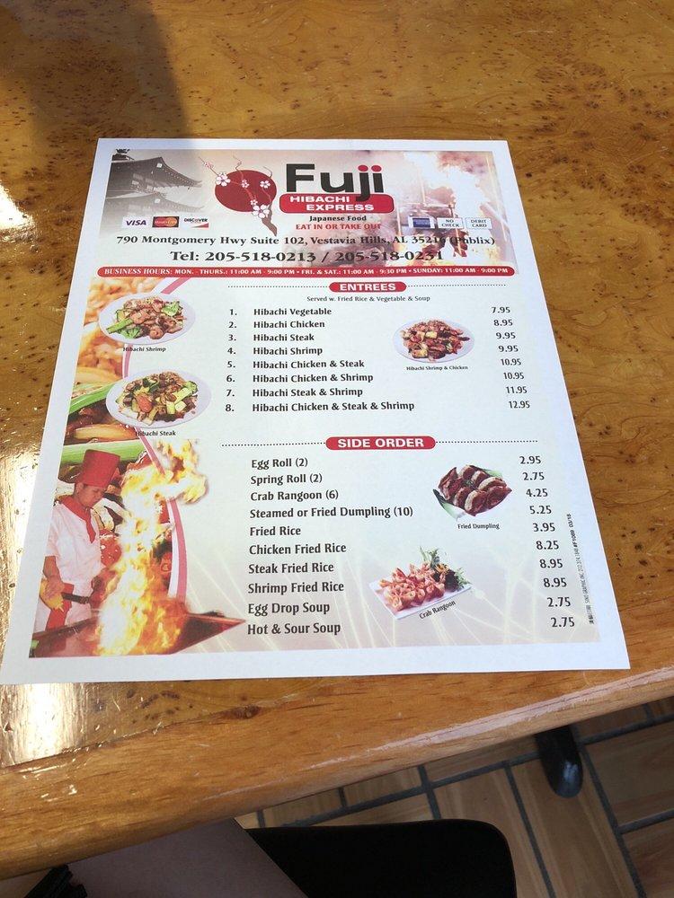 Carta del restaurante Fuji Hibachi Express, Vestavia Hills