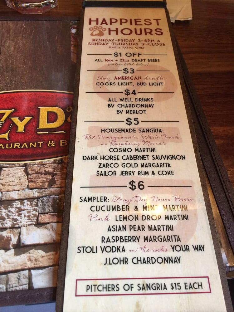 Menu at Lazy Dog Restaurant & Bar, Downey