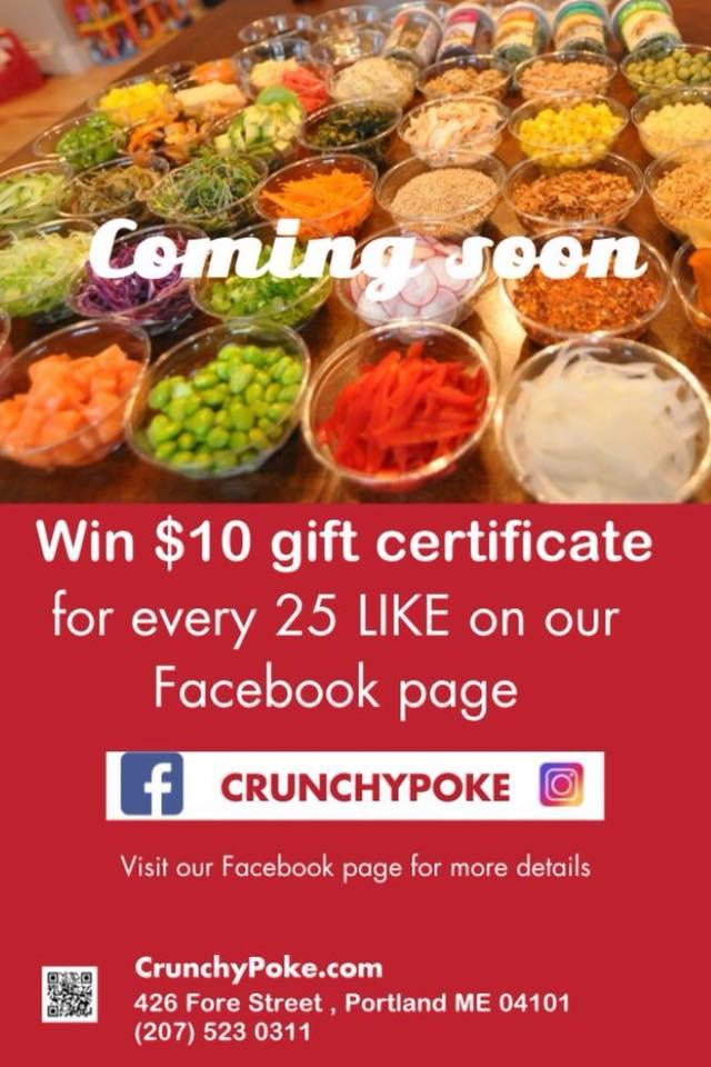 Menu at CRUNCHY POKÉ restaurant, Portland
