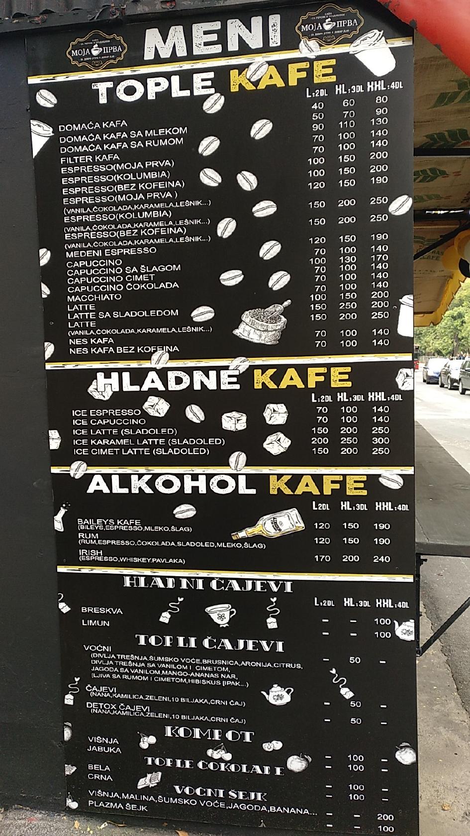 Carta del restaurante KAFETERIJA MOjA PRVA, Belgrado