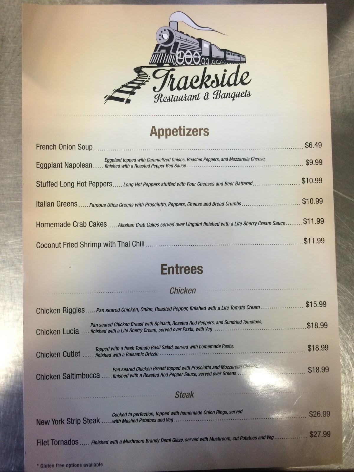 Menu at Trackside Restaurant, Utica
