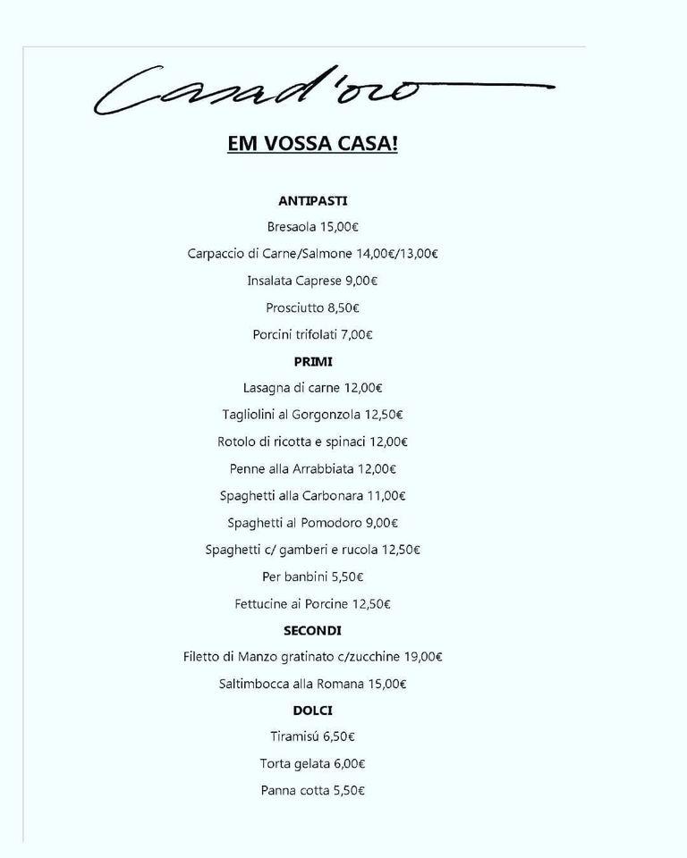 Menu em Casa d'Oro pizzaria, Porto