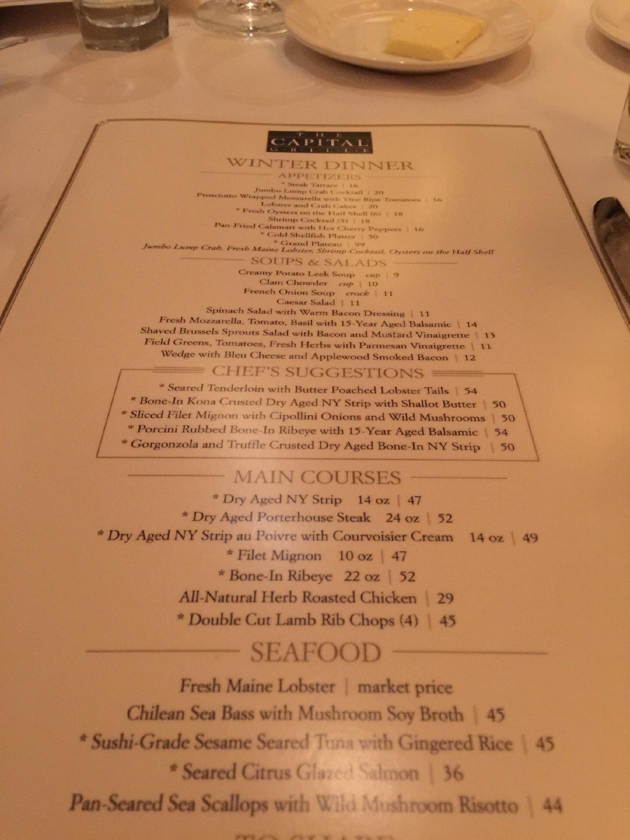 Menu at The Capital Grille pub & bar, King of Prussia