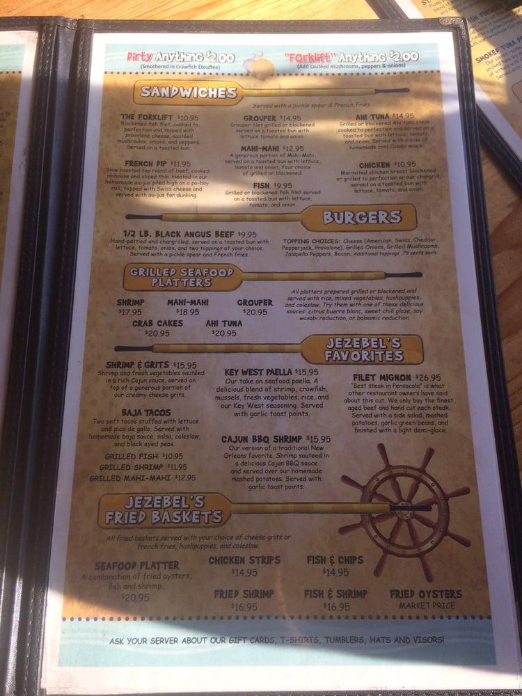 Menu at The Oar House restaurant, Pensacola, S Pace Blvd