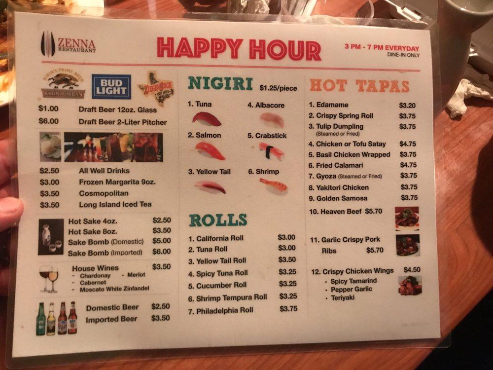 Menu at Zenna Thai & Japanese Restaurant, Plano, N Central Expy