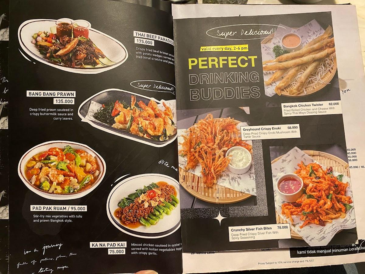 Menu at Greyhound Cafe Gunawarman, South Jakarta, Jalan Gunawarman No: 36A