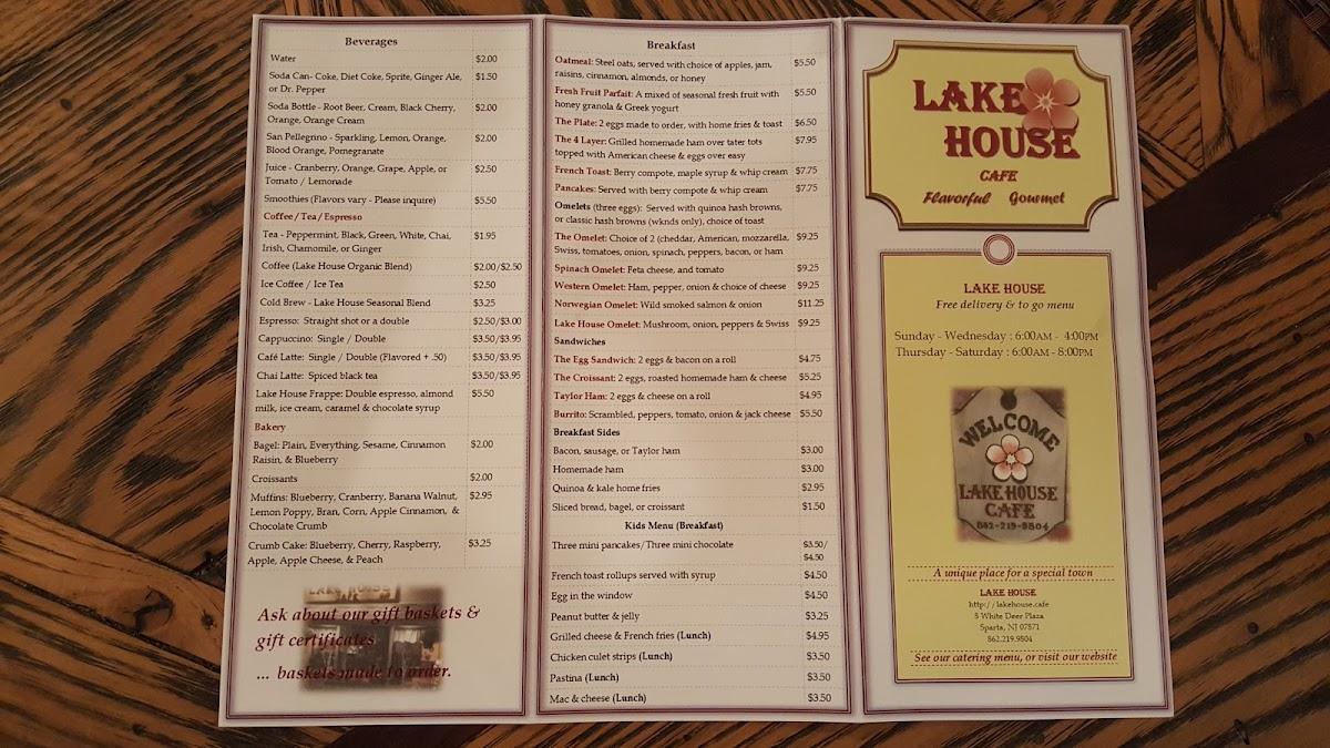 Menu at Lake House Cafe, Sparta Township