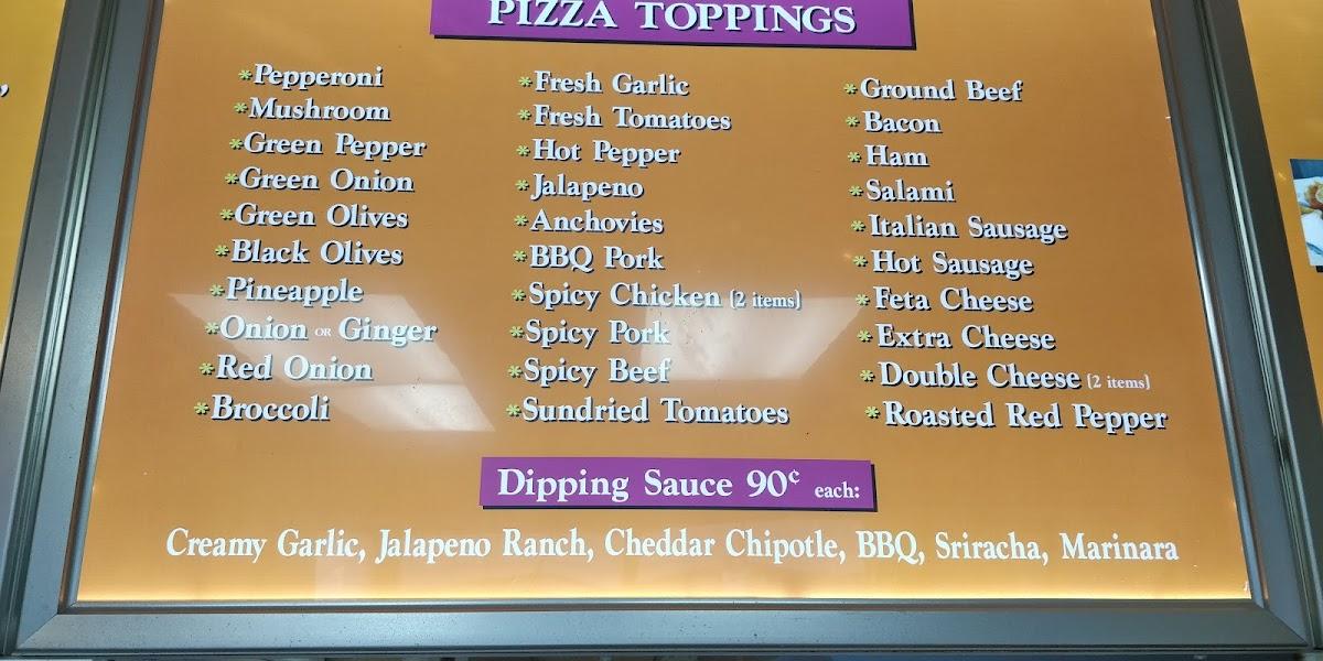 Menu at Lugano Pizza pizzeria, Burlington