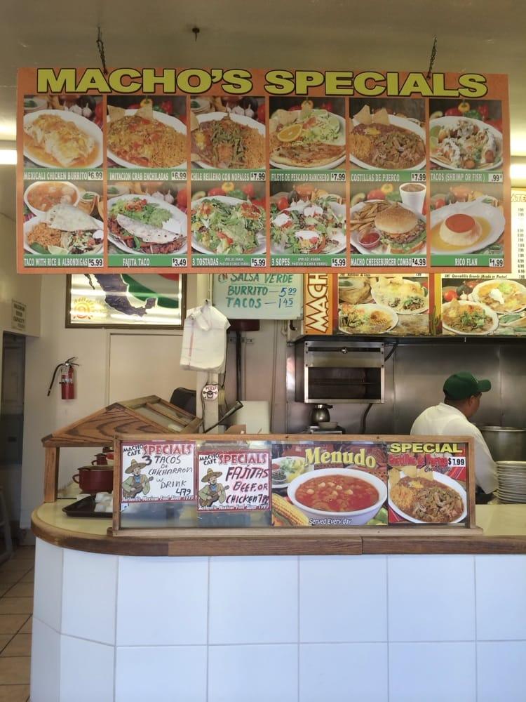 Menu at Macho Cafe Mexican Food, San Gabriel