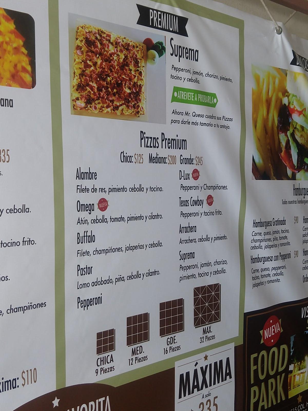 Menu at mister queso pizza restaurant, Salina Cruz, 18 de Marzo