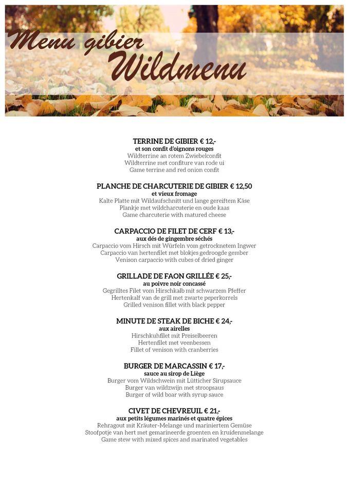 Menu at Rhino Steakhouse & Sports Bar, Clervaux