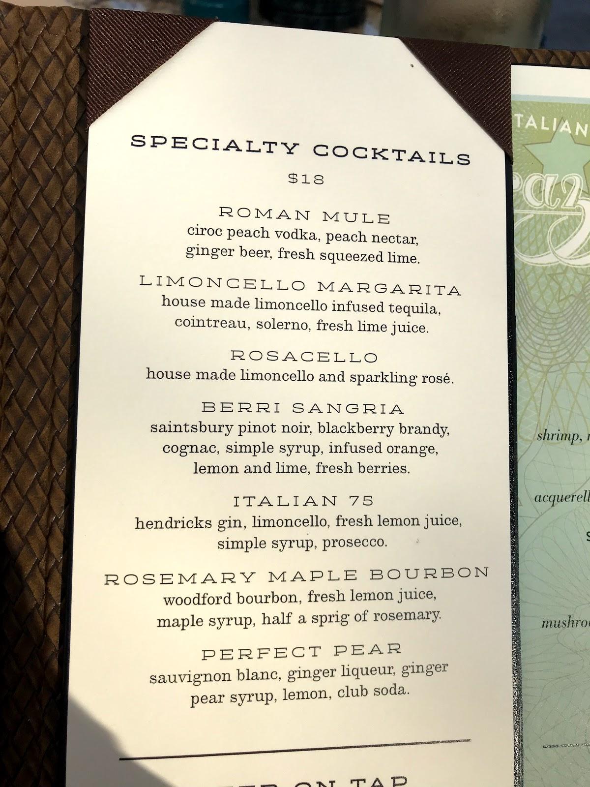 Menu at TERRAZZA restaurant, Naples