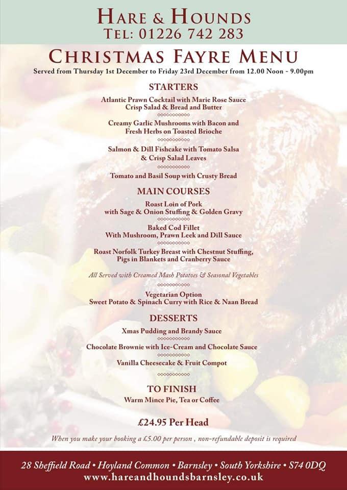 Menu at The Hare & Hounds pub & bar, Barnsley