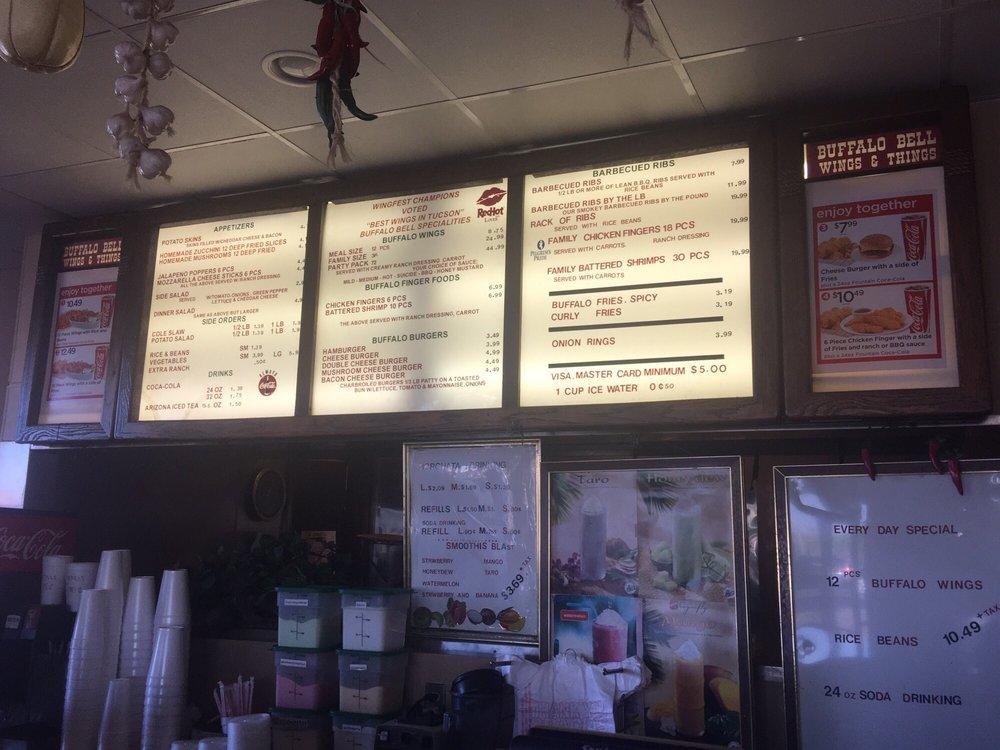 Menu at Buffalo Bell restaurant, Tucson