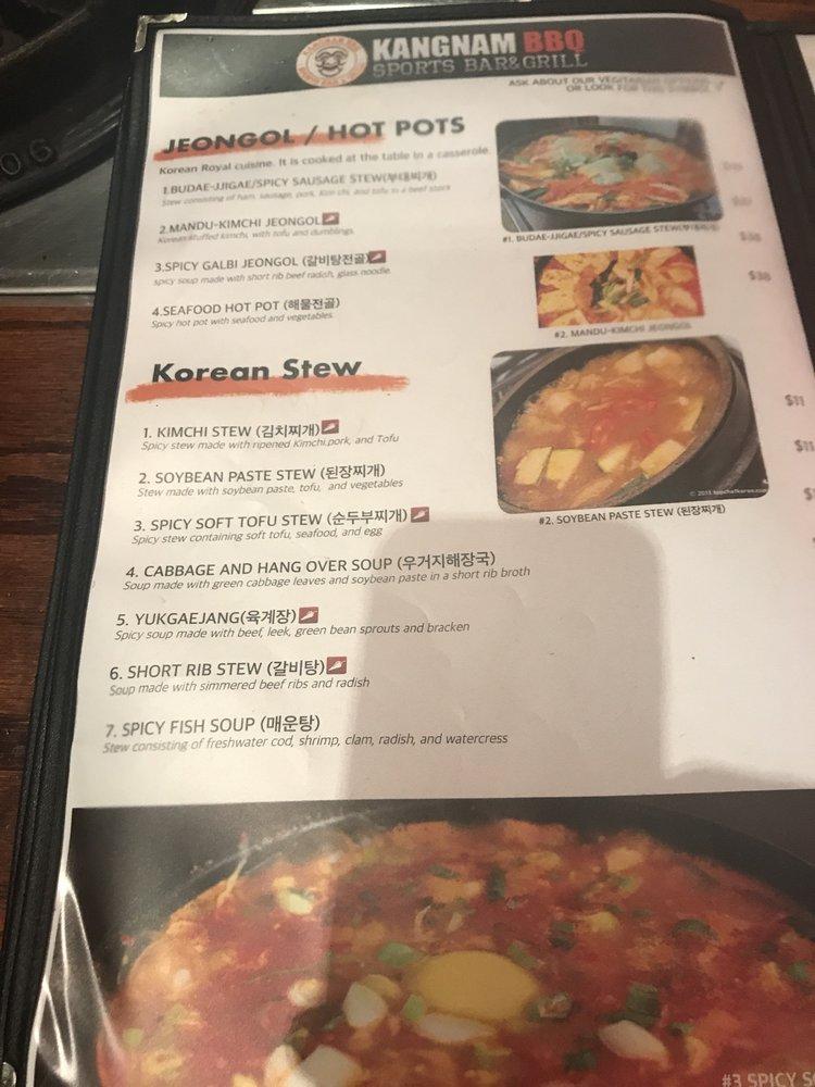 Menu at Kangnam BBQ, College Park