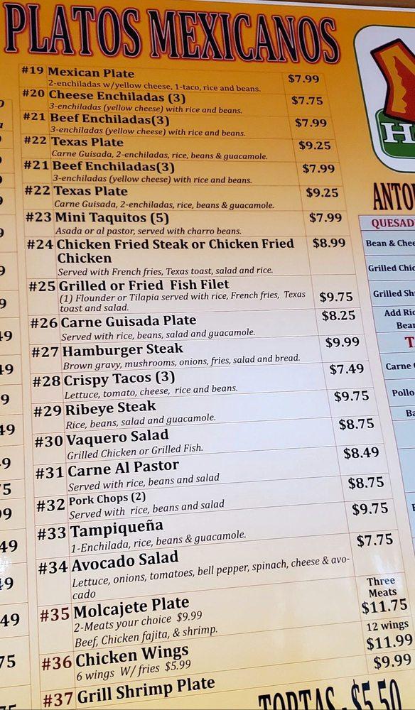 Menu at Mariachis Burger House restaurant, Kingsville
