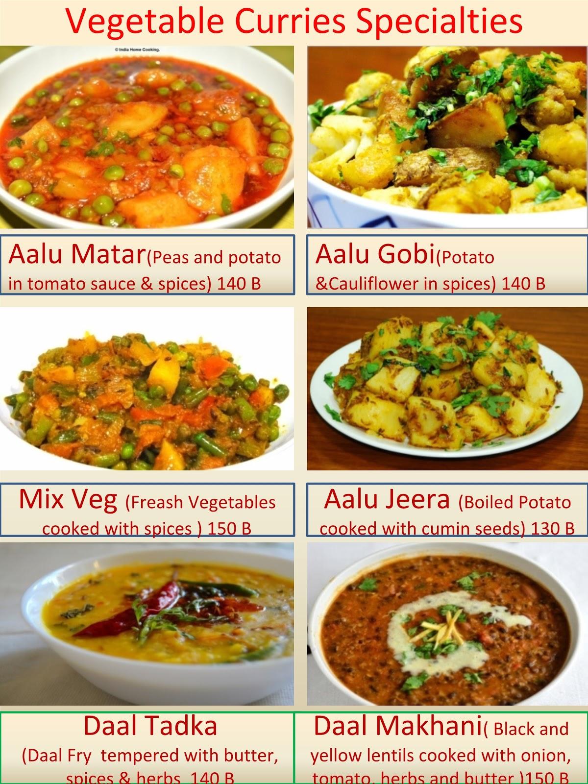 Menu at Shady's Indian Restaurant, Pattaya City