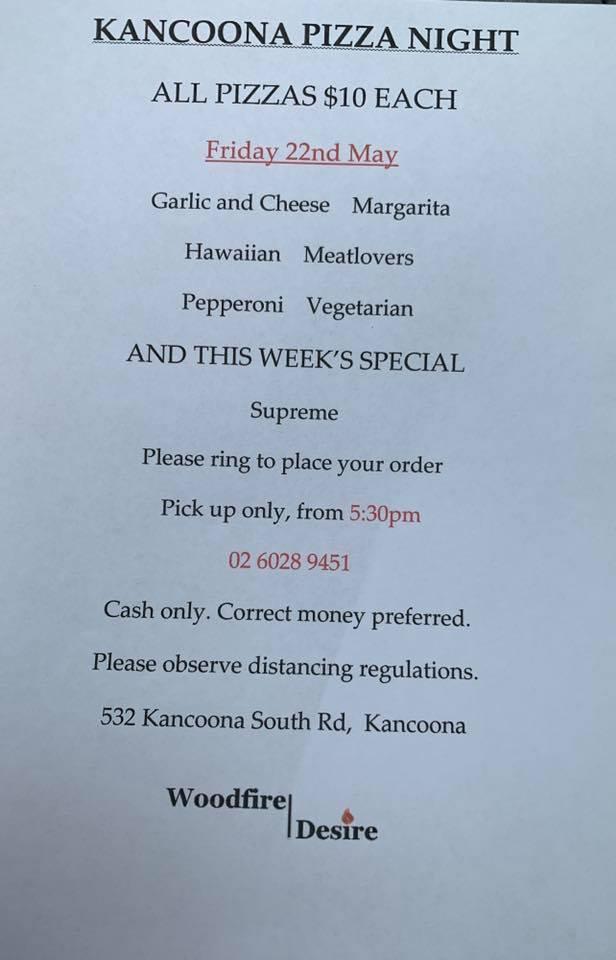 Menu at Woodfire Desire pizzeria, Mongans Bridge