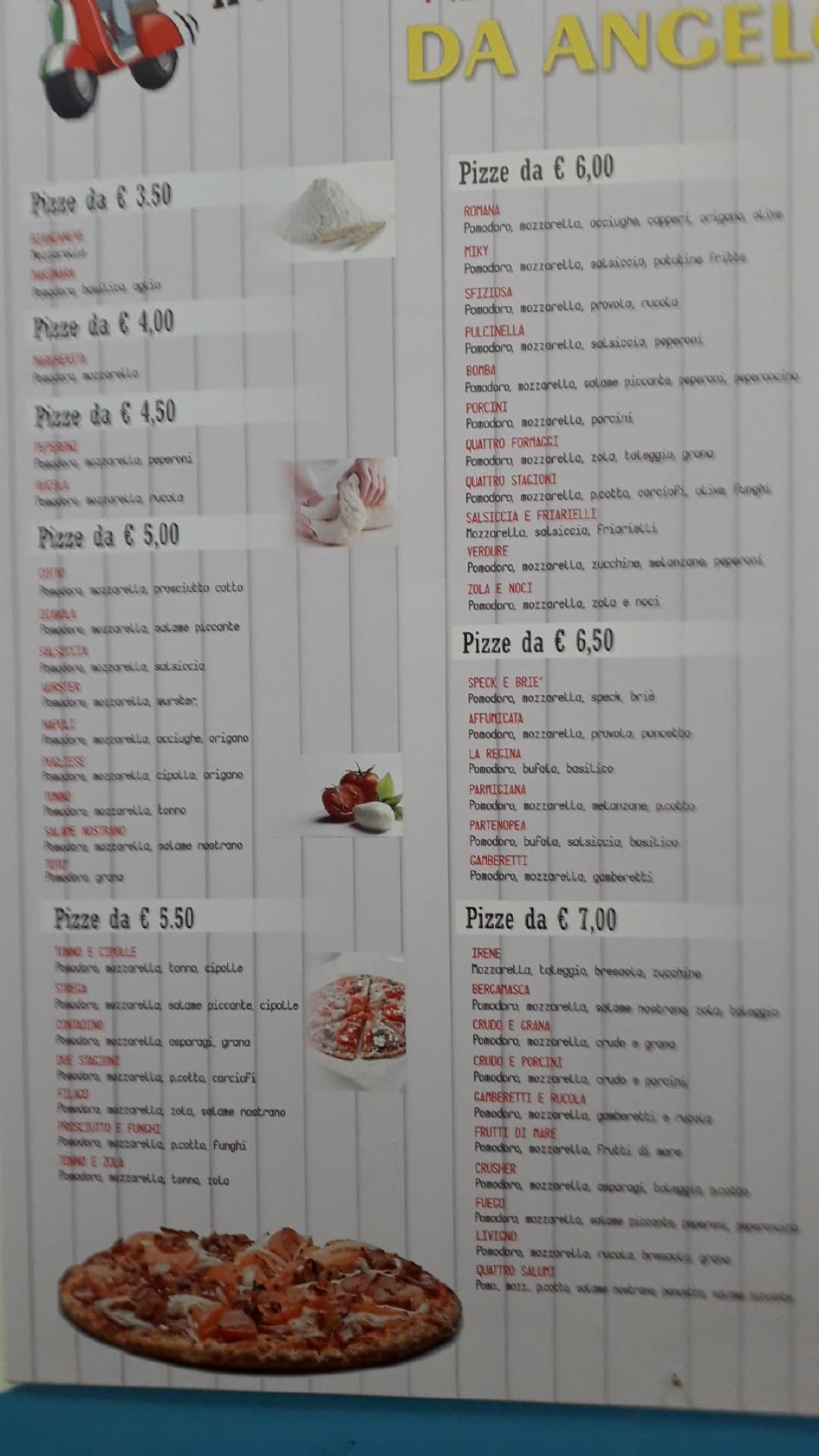 Menu da World's Pizza pizzeria, Filago