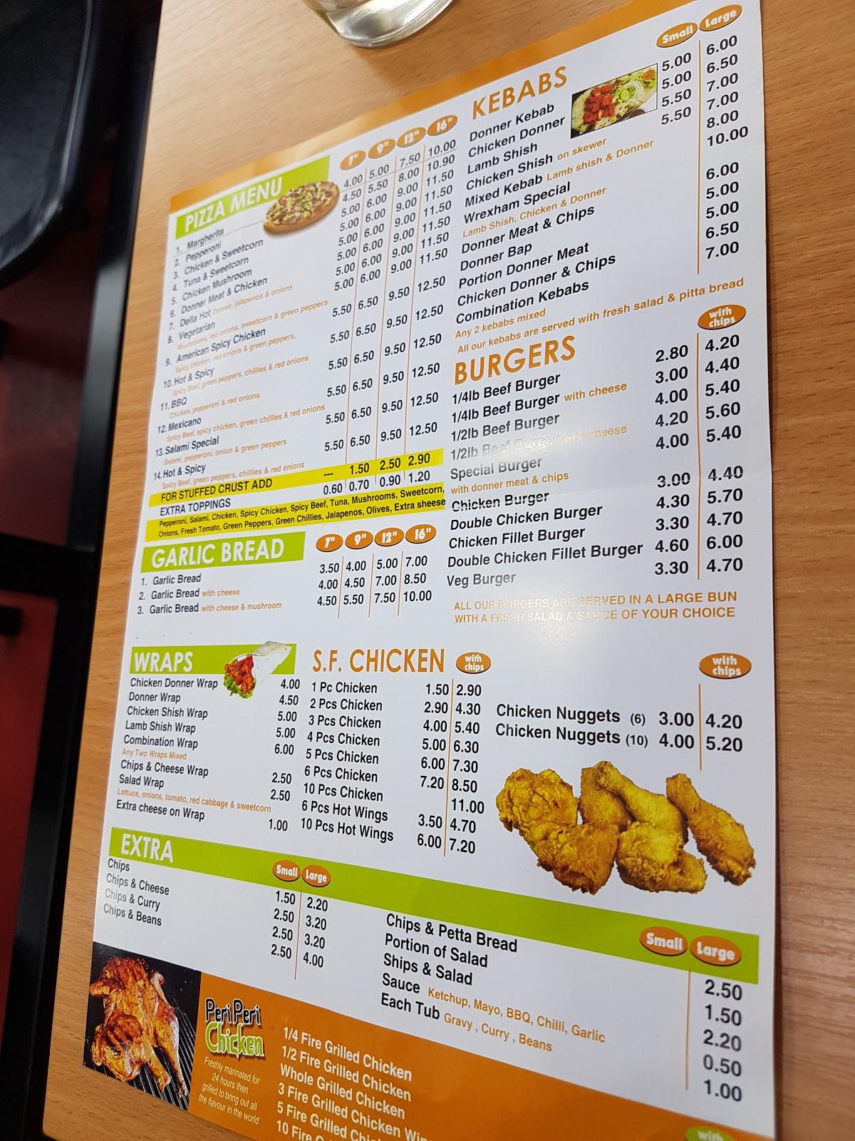 Menu at Wrexham Kebabs & Shawarma, Wrexham
