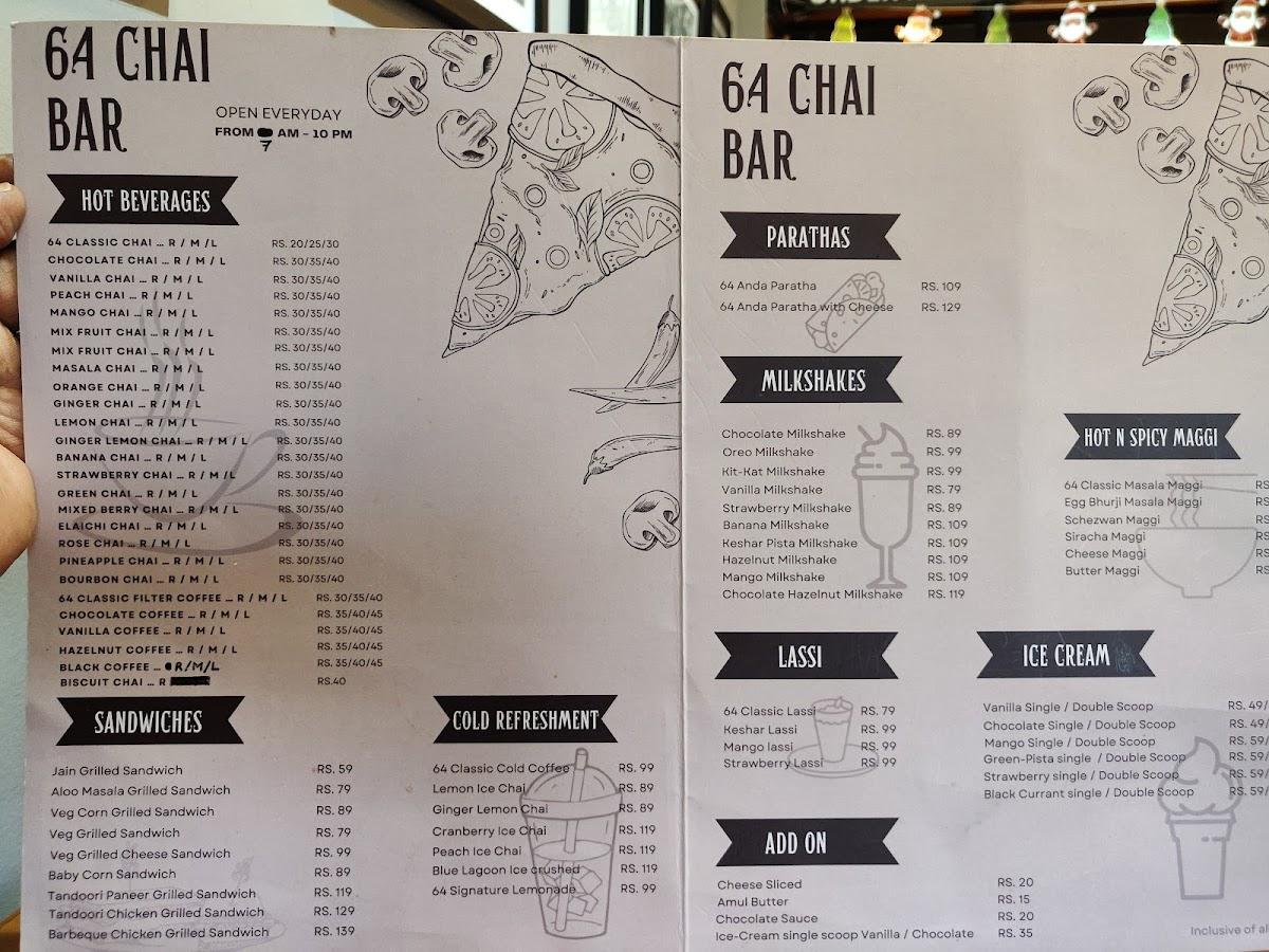 Menu at 64 CHAI BAR, Bengaluru