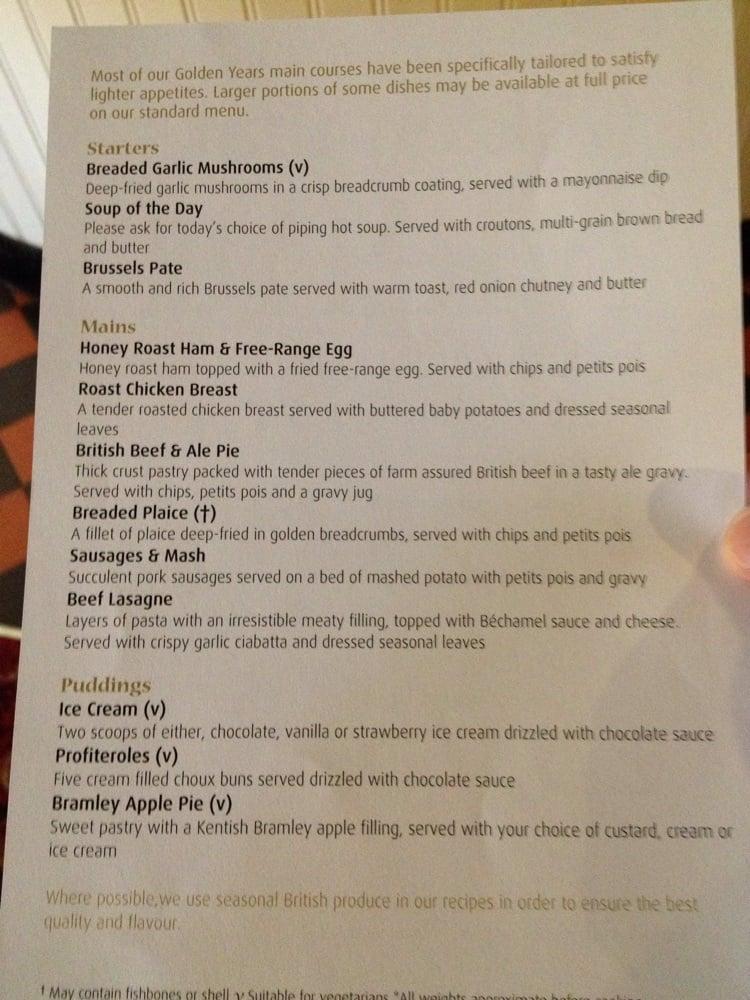 Menu at Bridgewater Arms pub & bar, England