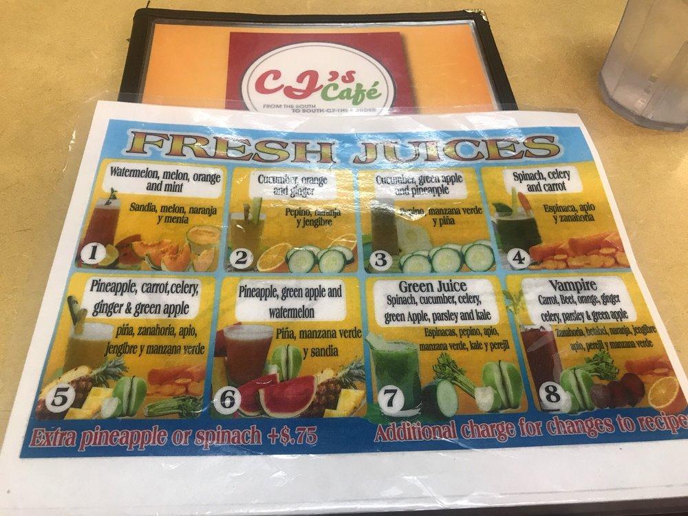 Menu at CJ's Cafe, Los Angeles, S La Brea Ave