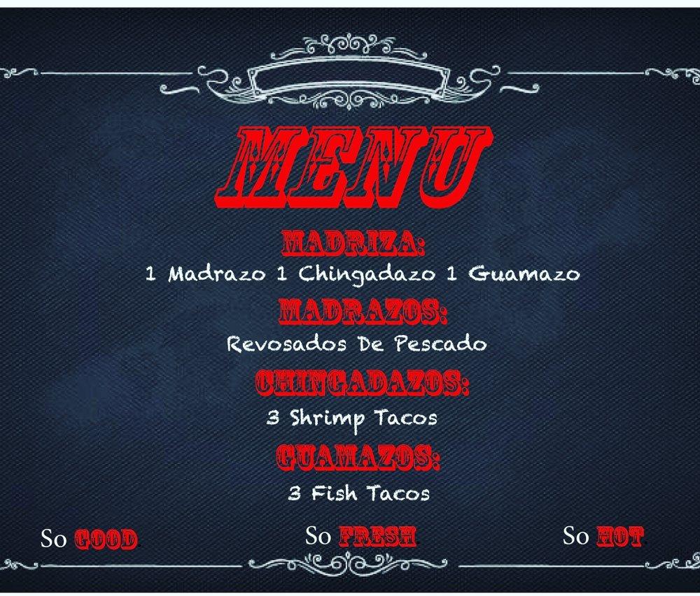 Menu at El Tacon Madres, Gardena