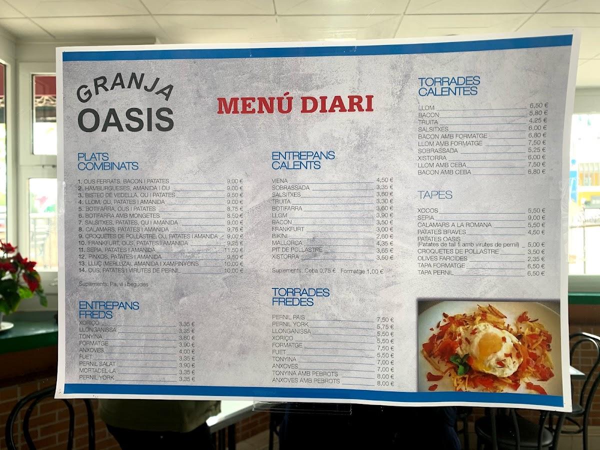 Menu at Granja Oasis pub & bar, Sabadell