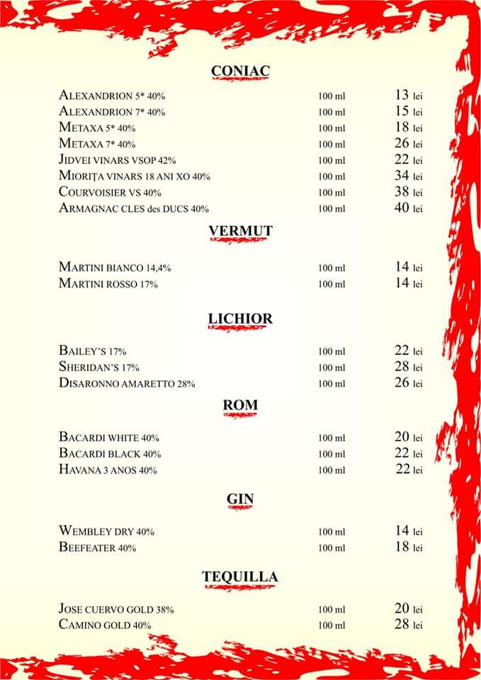 Menu at La Vera Grill, Pitești