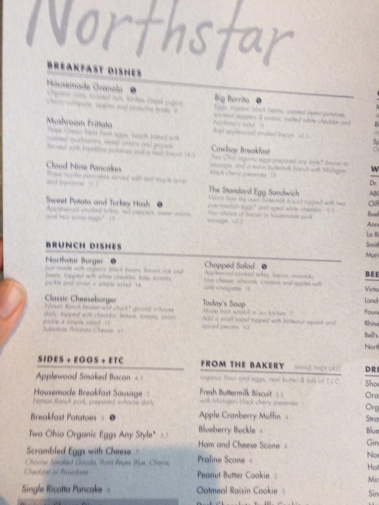 Menu at Northstar Cafe in the Short North, Columbus, 951 N High St
