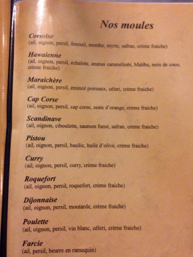 Menu au Restaurant Chez Alain, Albitreccia, Agosta Plage