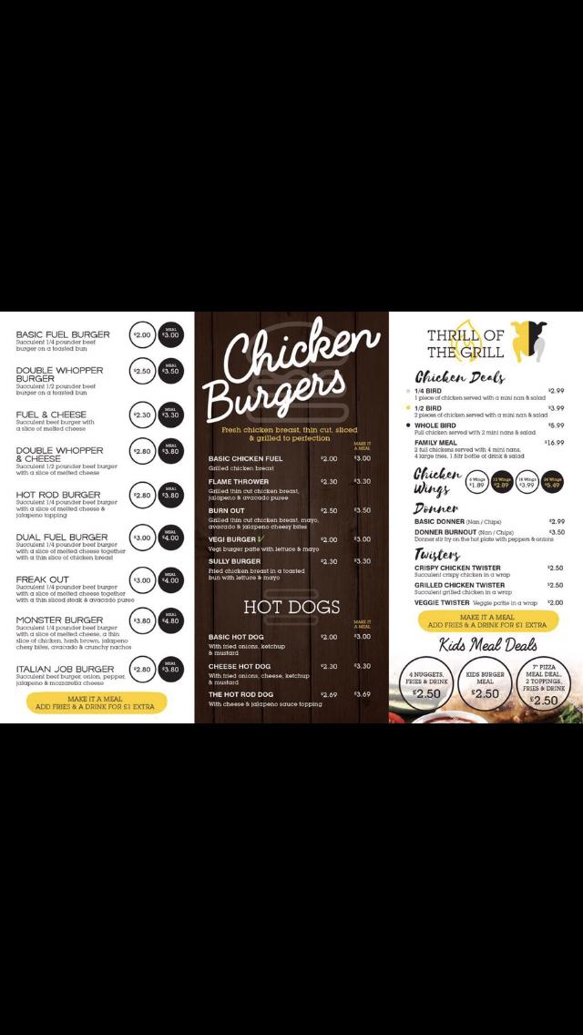 Menu at The Burger Hut restaurant, Preston