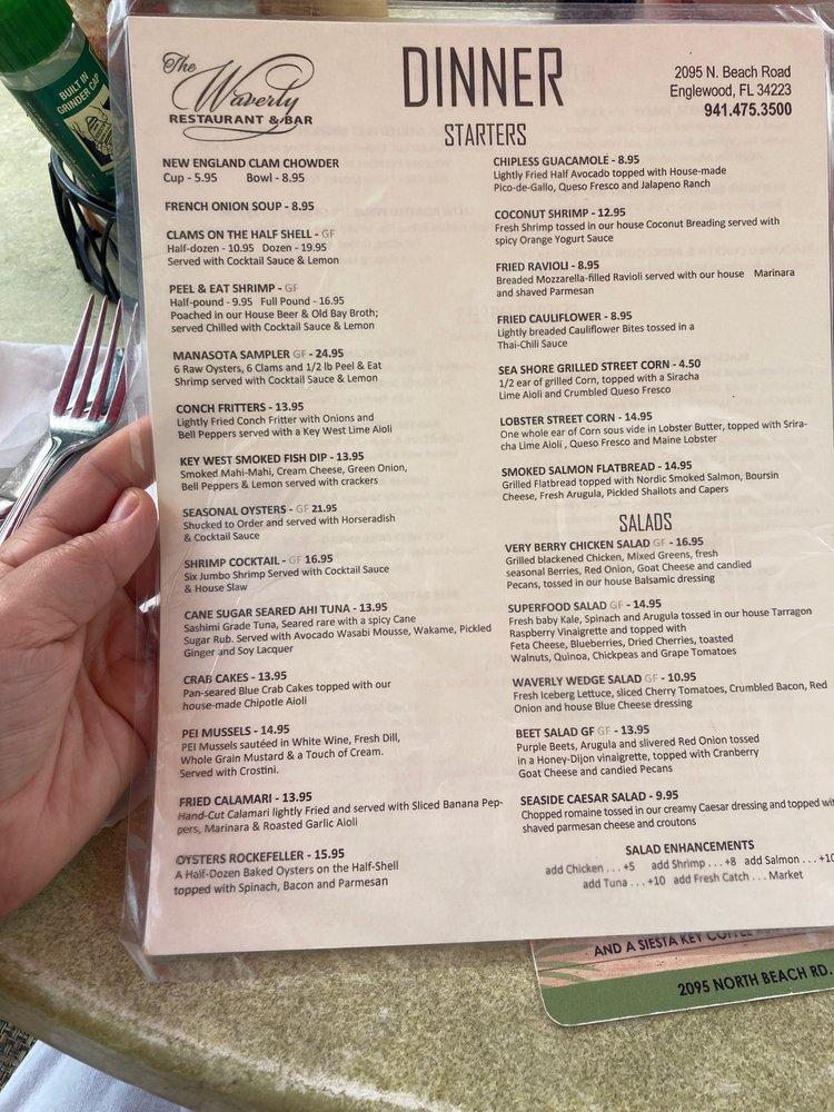 Menu at The Waverly Restaurant & Bar, Englewood