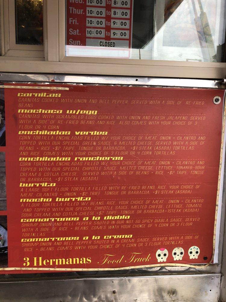 Menu at 3 Hermanas restaurant, Seattle