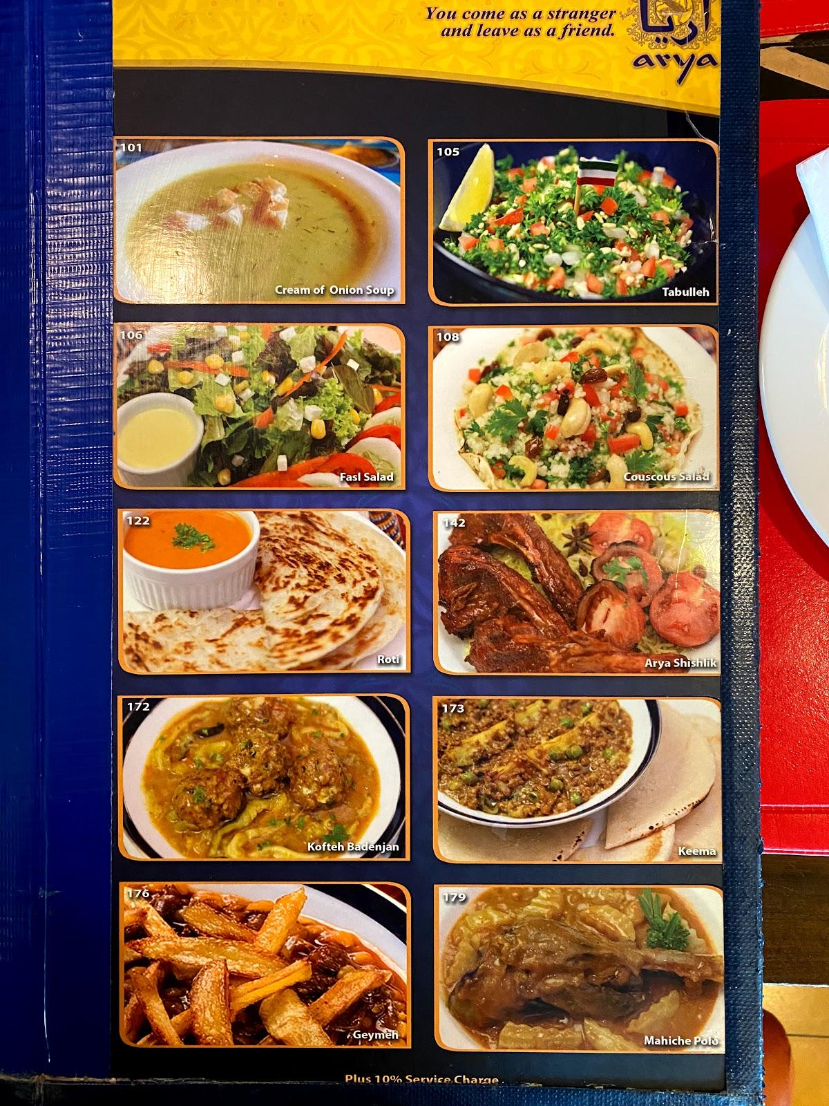 Menu at Arya - Quezon City - Robinsons Magnolia (Persian Restaurant ...