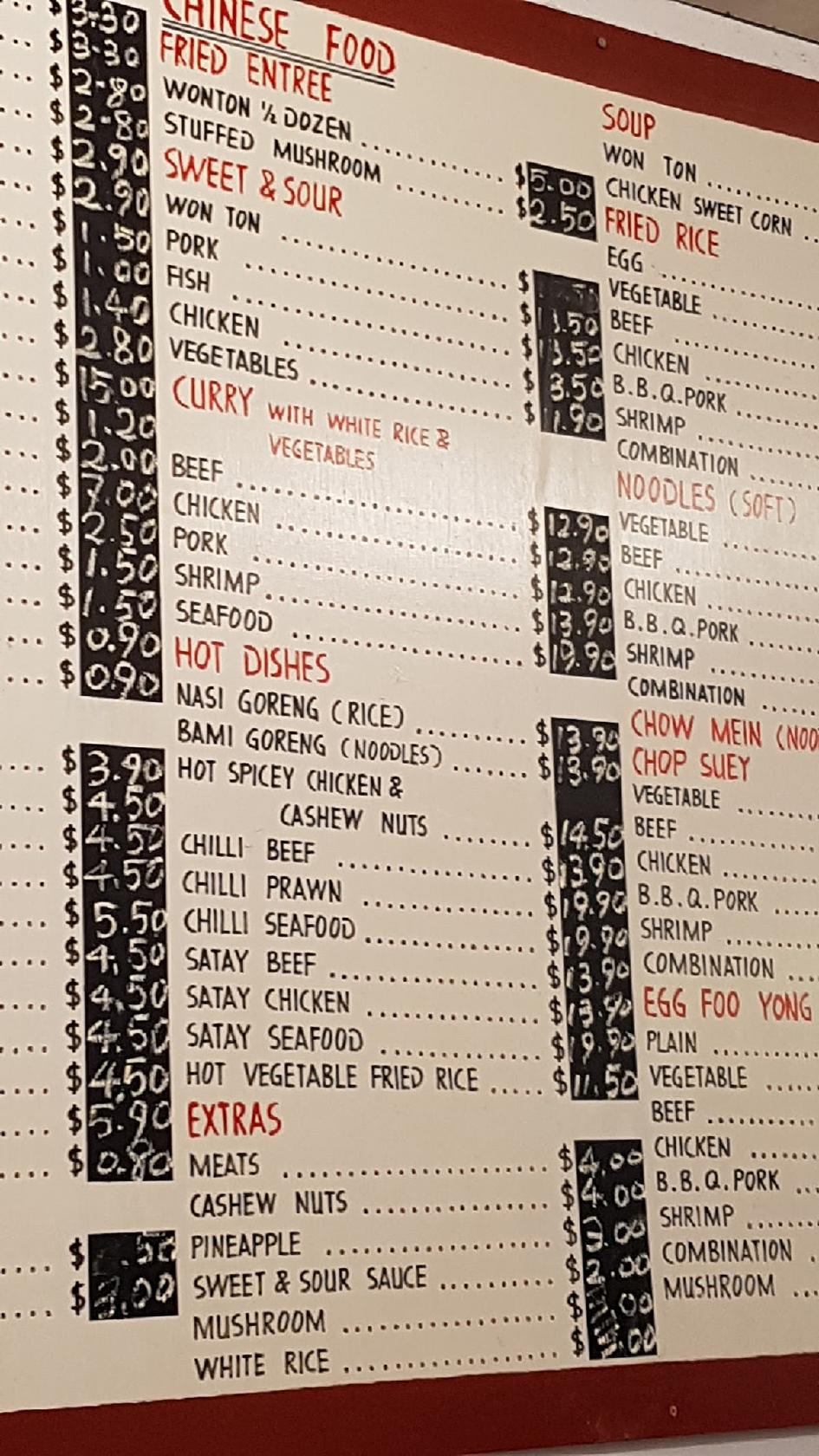 Menu at Asia Chinese Takeaways restaurant, Inglewood