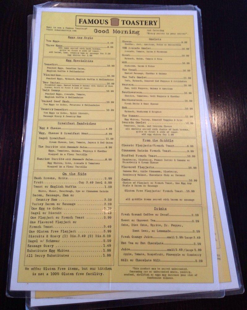 Menu at Famous Toastery restaurant, Davidson, 101 N Main St