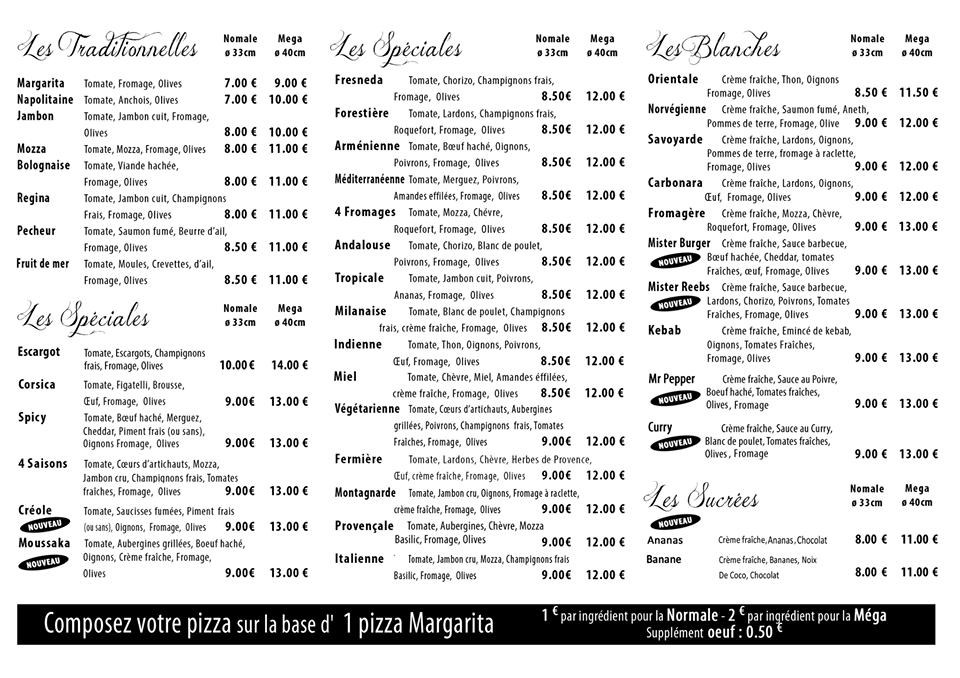 Menu at Mister Pizza pizzeria, Apt