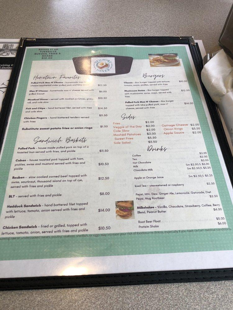 Menu at Newport Diner cafe, Newport