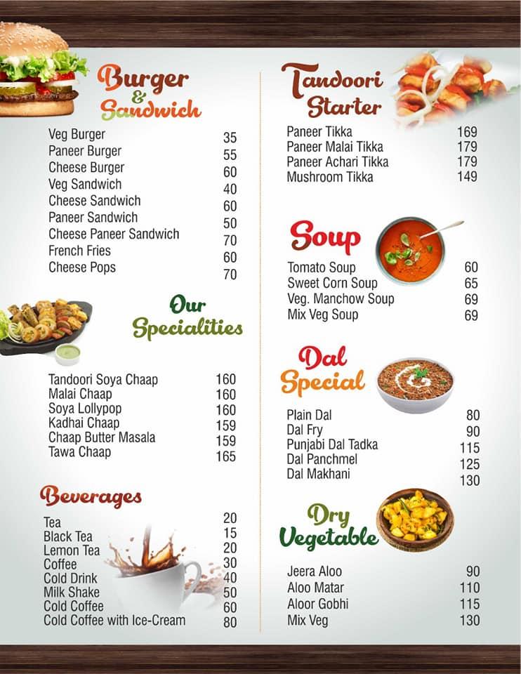 Menu at The Food Stories, Varanasi, Ground Floor of Hotel U.S Residency
