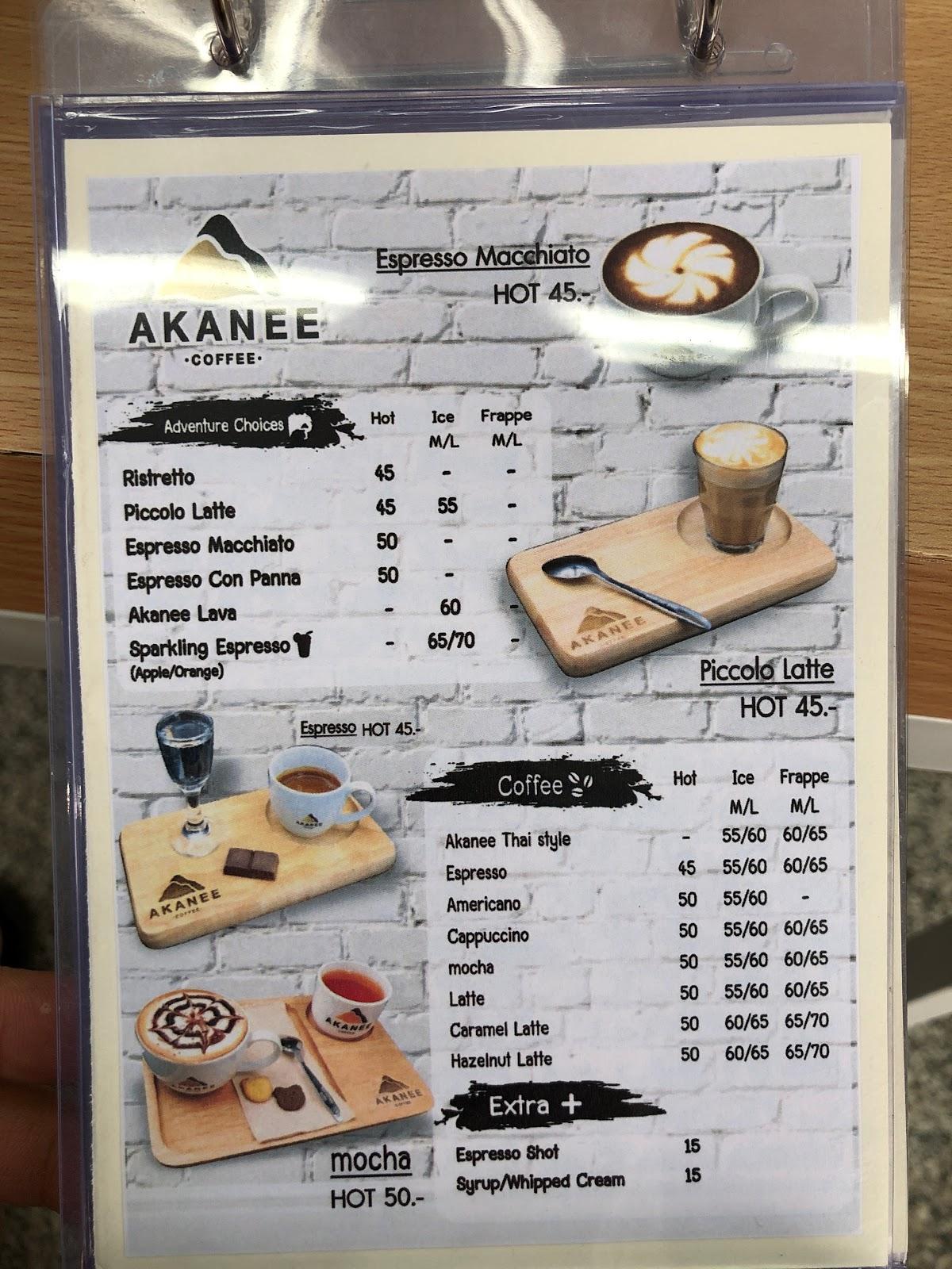 Menu at Akanee Coffee บางพระ cafe, Si Racha
