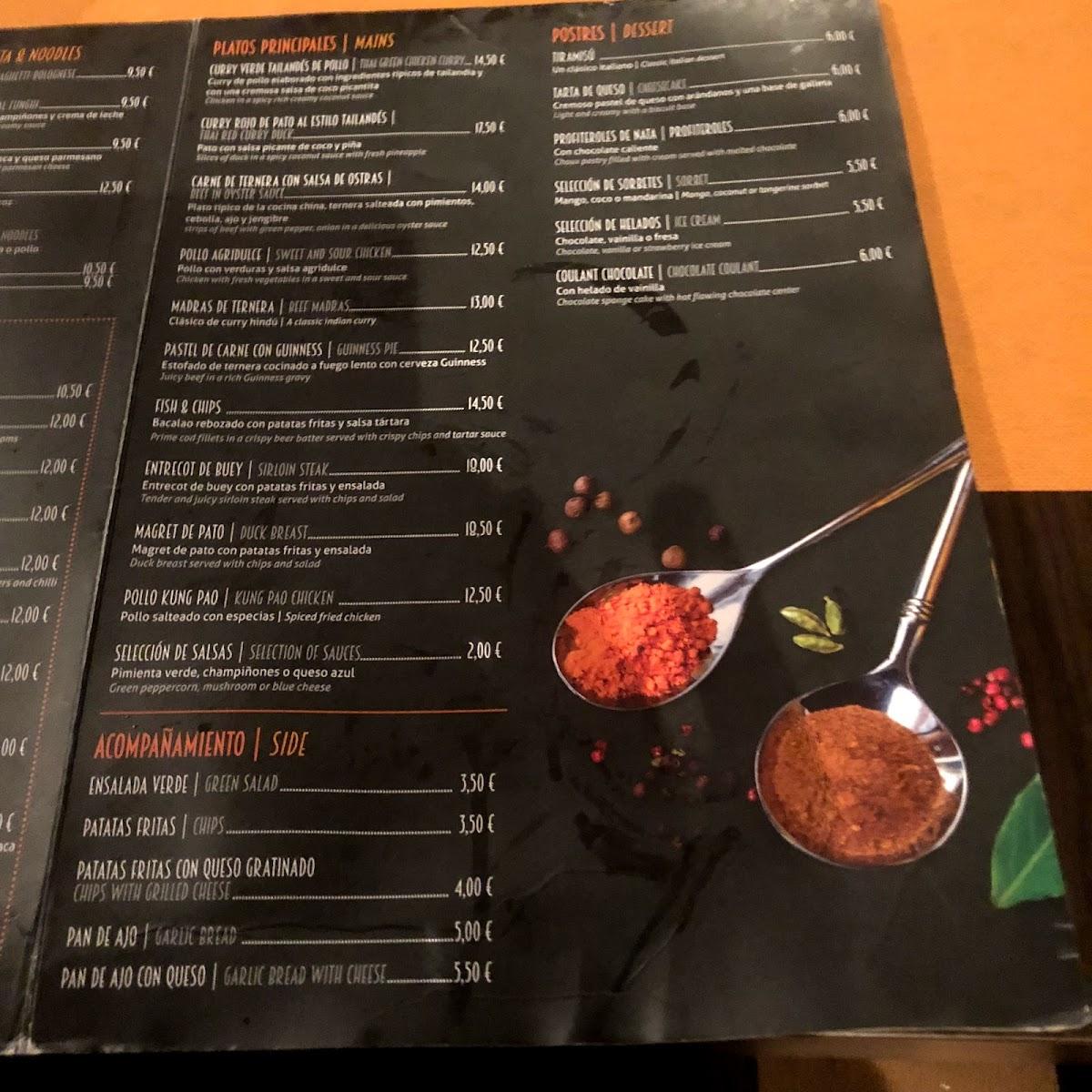 Carta de BAR RESTAURANT EL MOLÍ DE LA PLAÇA, Arinsal, Carretera General